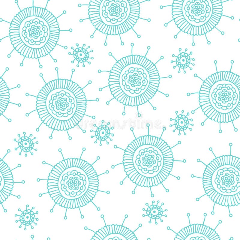 Beautiful Seamless Blue Doodle Flower Pattern. Abstract Cute Background ...