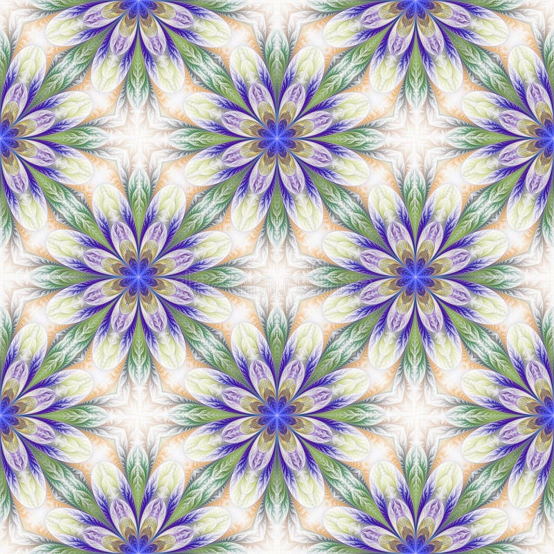 Beautiful Seamless Flower Pattern in Fractal Design. Stock Illustration ...