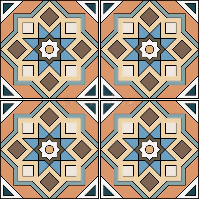 Set with Beautiful Ornamental Tile Background. Vector Illustration for ...
