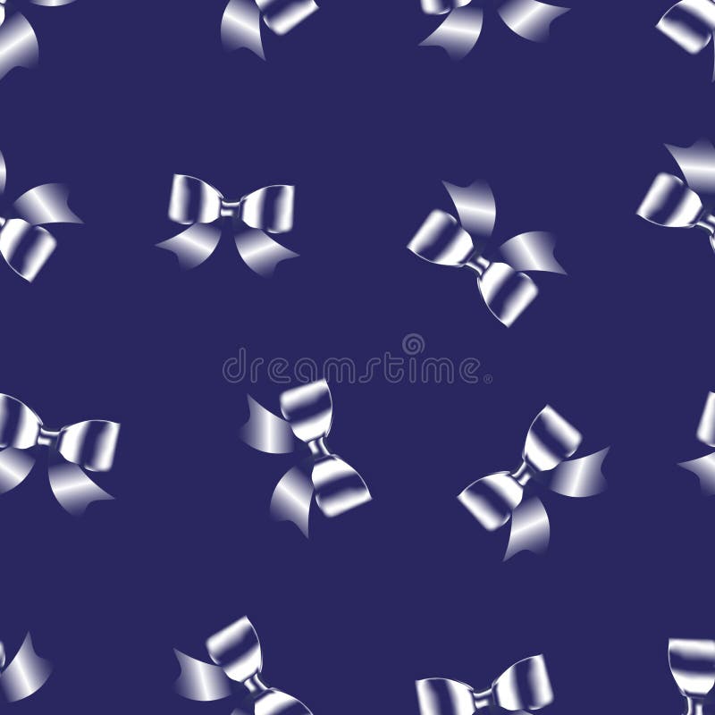 Beautiful Seamless Pattern with Blue Satin Bows on a Blue Background ...