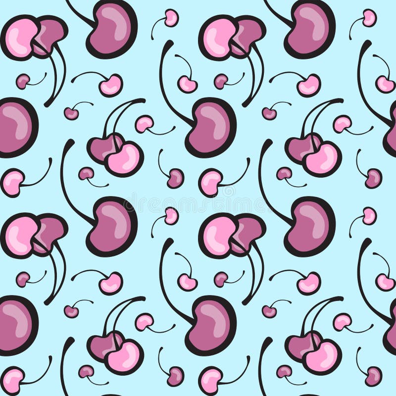Beautiful Seamless Pattern with Cherries Stock Vector - Illustration of ...