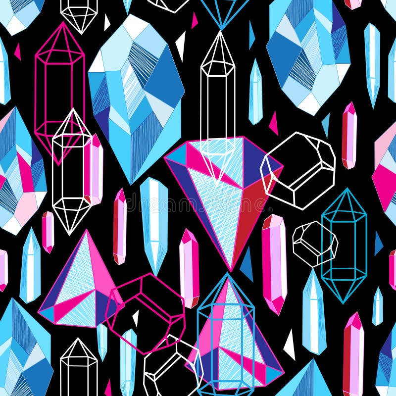 Beautiful Seamless Pattern with Colorful Crystals Stock Vector ...