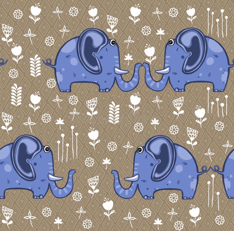 Beautiful Seamless Pattern Enamored Elephants . Animal Illustration ...