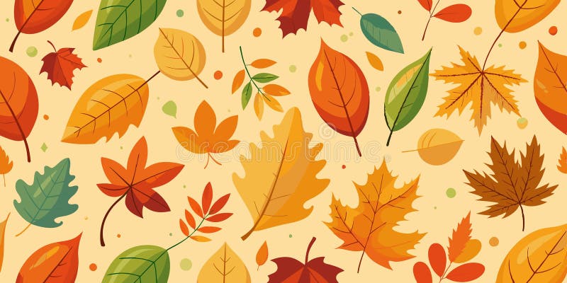 Seamless Amber Leaf Pattern on Yellow Background for Textiles and Arts ...