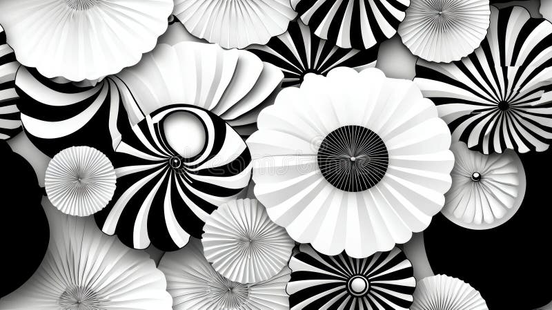 Beautiful Seamless Pattern Featuring Black and White Floral Designs ...