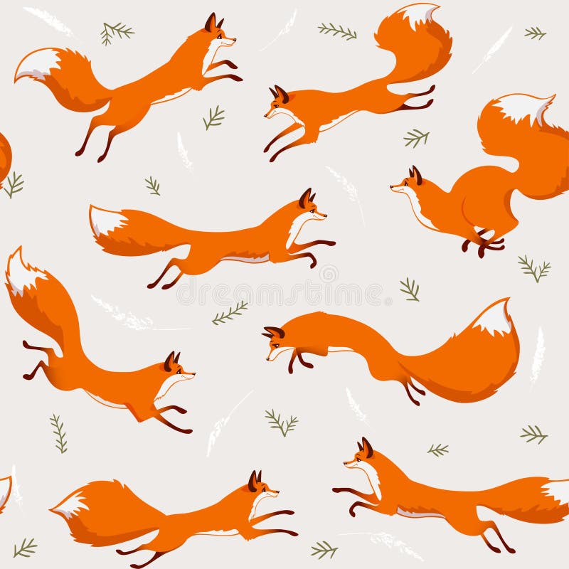 Fox seamless pattern stock vector. Illustration of drawn - 129745204