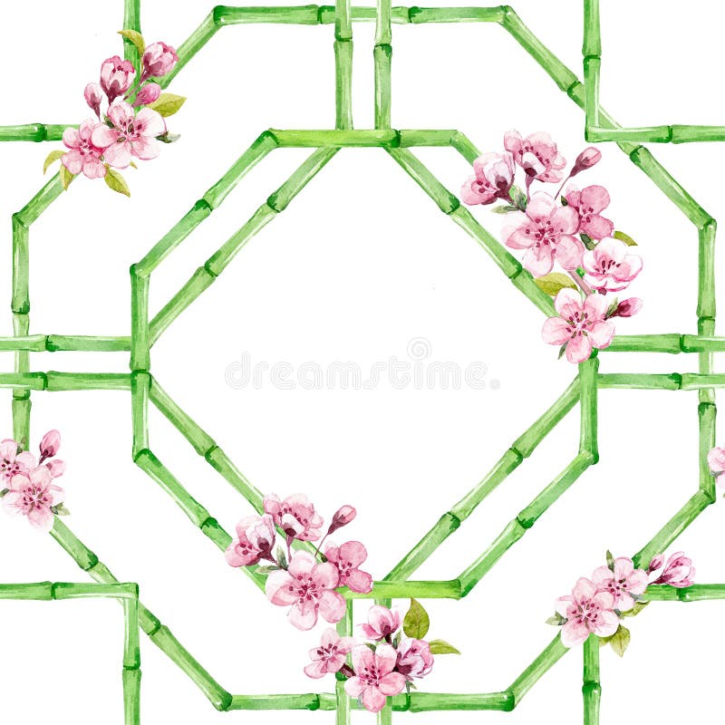 Beautiful Seamless Pattern with Hand Drawn Bamboo Lattice in Vacation ...