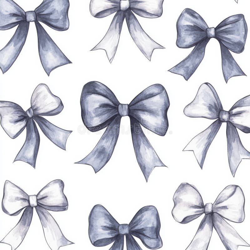A Beautiful Seamless Pattern with Hand Drawn Bows. the Background is ...