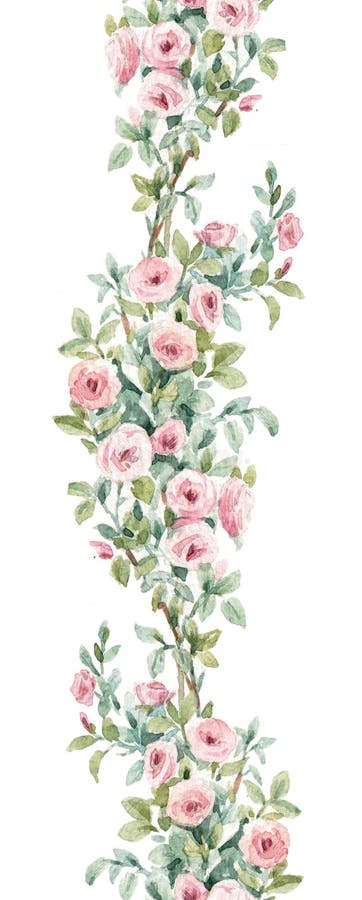 Beautiful Seamless Pattern with Hand Drawn Watercolor Rose Bush. Stock ...