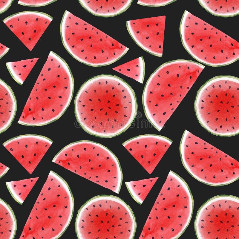 Watercolor Watermelon Seamless Pattern Stock Illustration ...