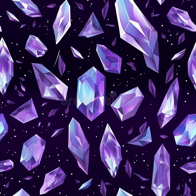 Beautiful Seamless Pattern with Magic Purple Crystals. Contemporary ...