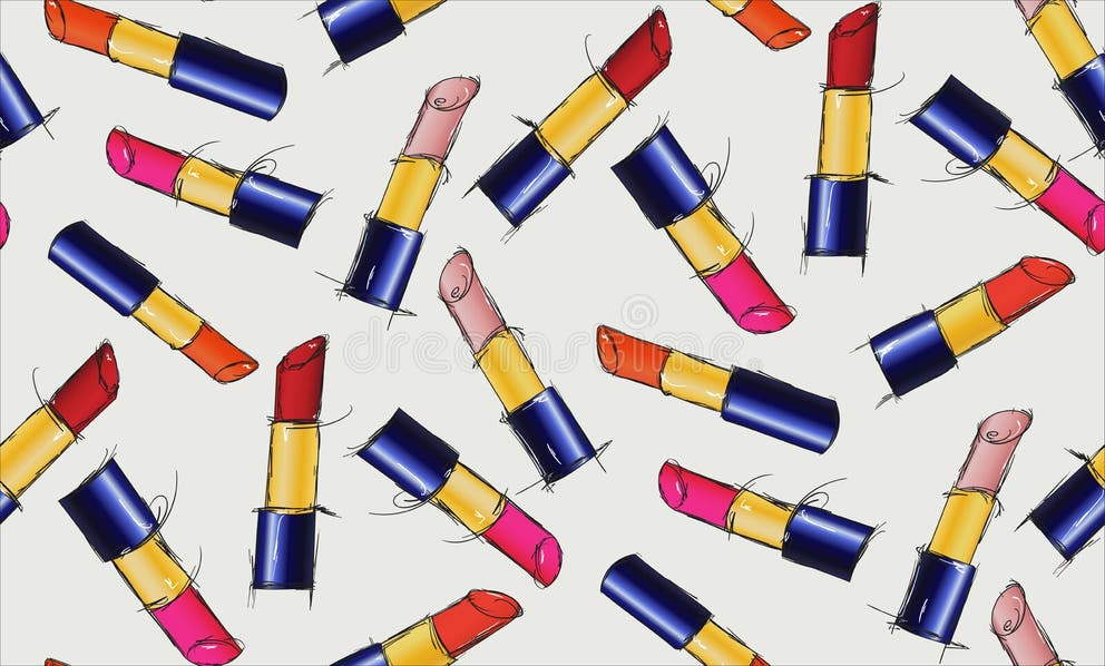 Beautiful Seamless Pattern of Multi-colored Lipsticks Stock Vector ...