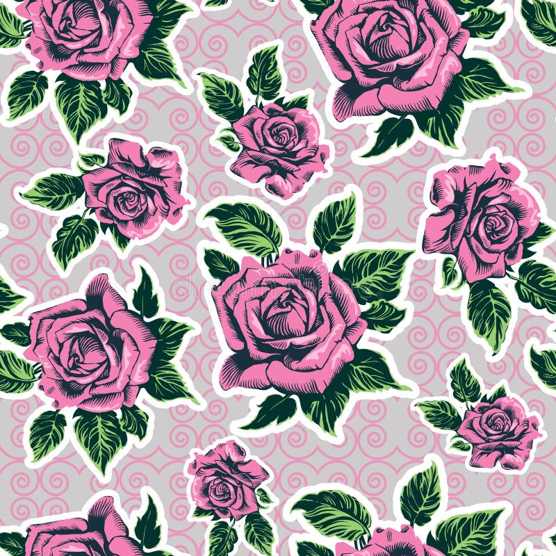 Beautiful Seamless Pattern in Roses Stock Illustration - Illustration ...