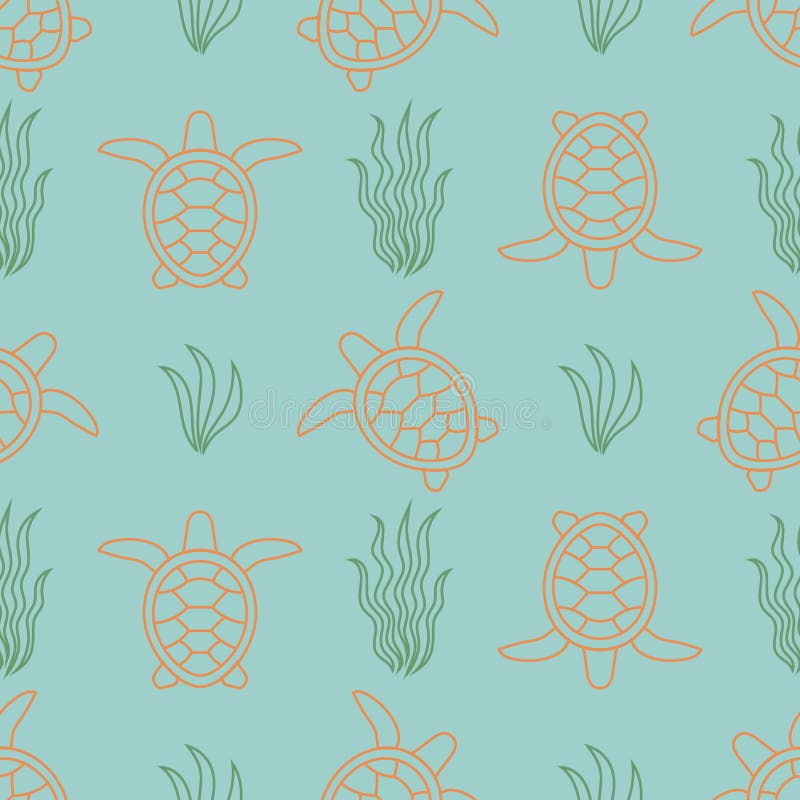 Sea Turtles Seamless Vector Pattern Stock Vector - Illustration of ...