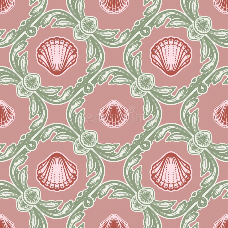 Beautiful Seamless Pattern with Shells. Tattoo Style Pattern. Vector ...