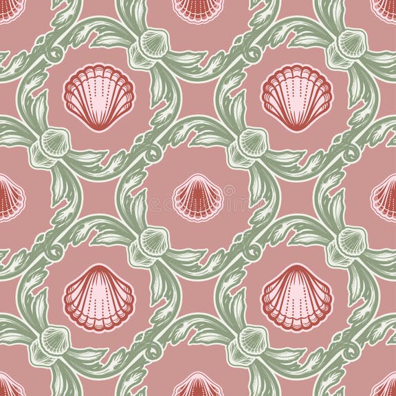 Beautiful Seamless Pattern with Shells. Tattoo Style Pattern. Vector ...