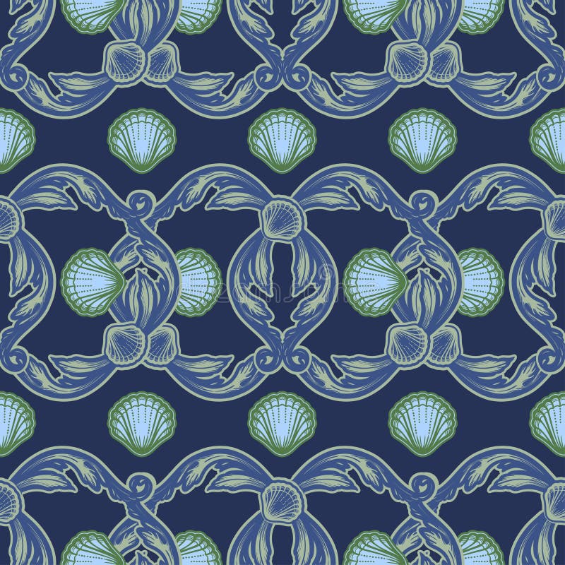 Beautiful Seamless Pattern with Shells. Vector Texture for Wallpapers ...