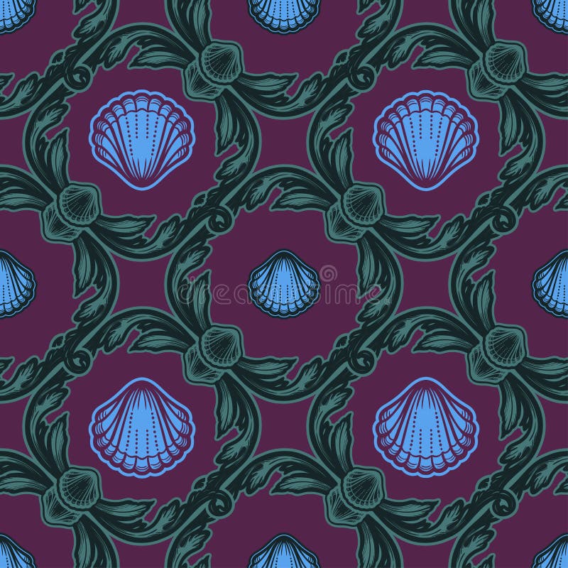 Beautiful Seamless Pattern with Shells. Vector Texture for Wallpapers ...