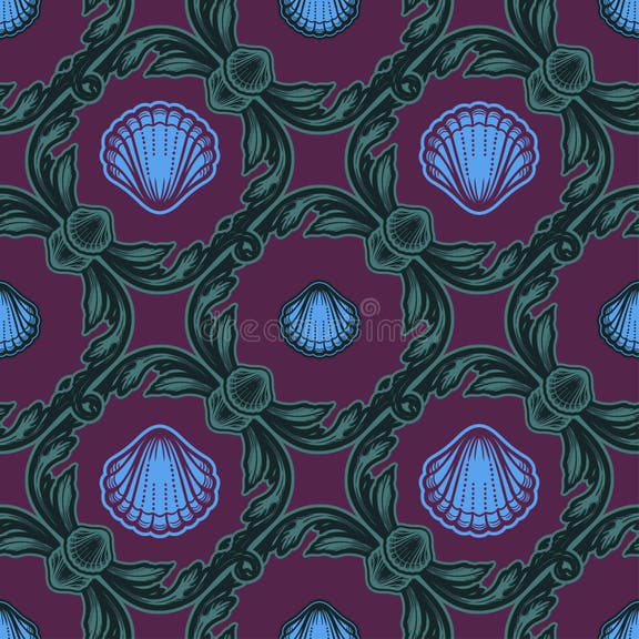 Beautiful Seamless Pattern with Shells. Vector Texture for Wallpapers ...