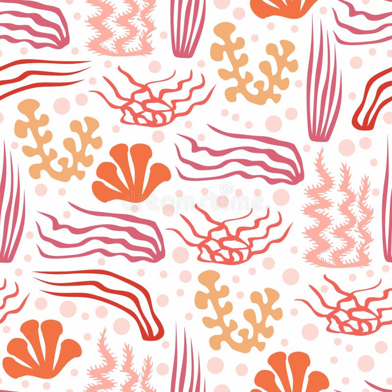 Beautiful Seamless Vector Tropical Pattern with Corals, Seaweeds ...