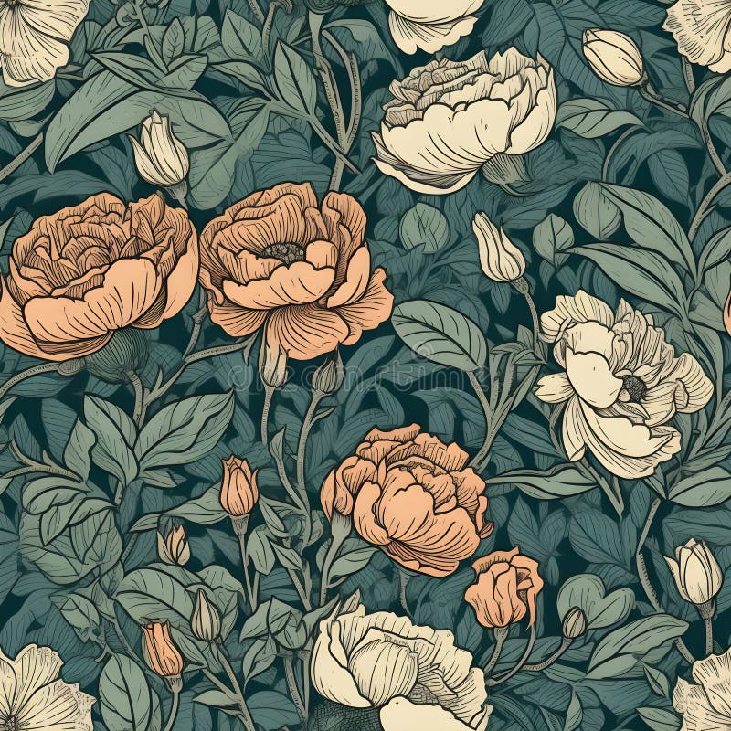 Beautiful Seamless Vintage Flower Pattern, Ai Generative Illustration ...