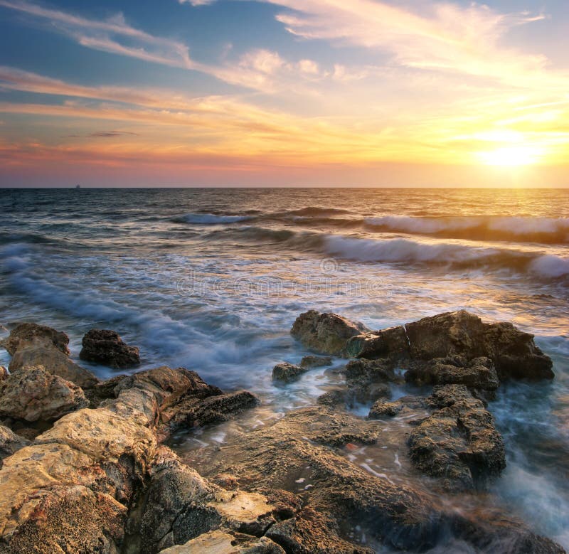 Beautiful seascape. stock photo. Image of ocean, stone - 18740446