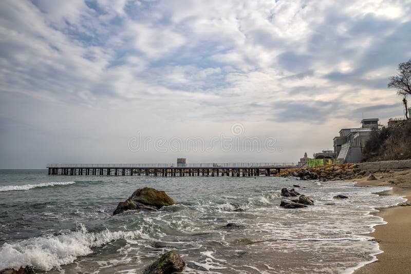 Beautiful Seascape with a Big Pier. Stock Photo - Image of scenery ...