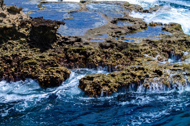 Beautiful Seascape with Blue Sea, Rocks and Waves Stock Photo - Image ...
