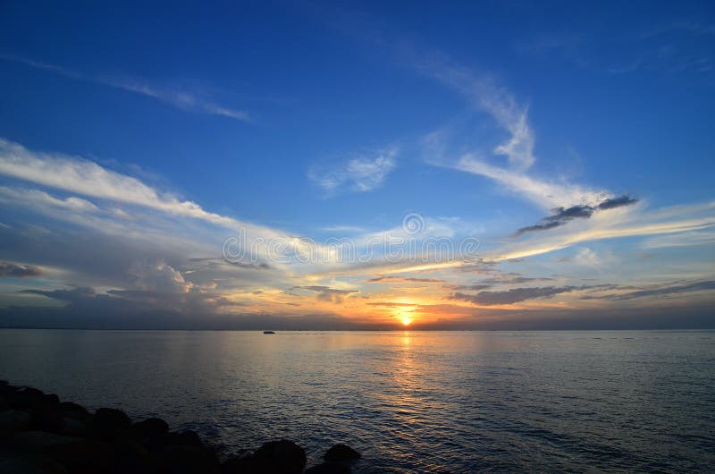 Beautiful Seascape of Manila Bay during the Sunrise Stock Photo - Image ...