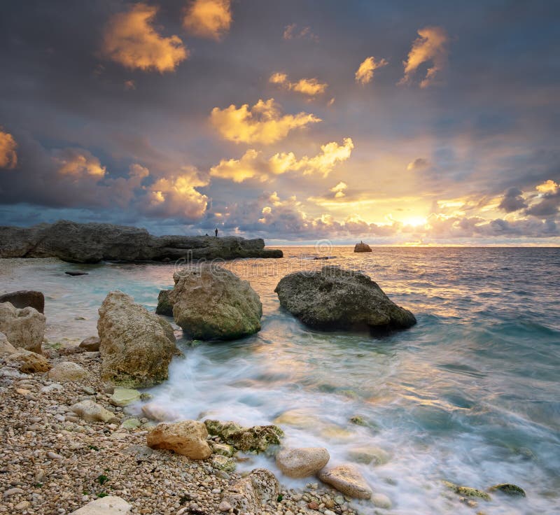 Beautiful seascape nature. stock photo. Image of cloud - 130944388