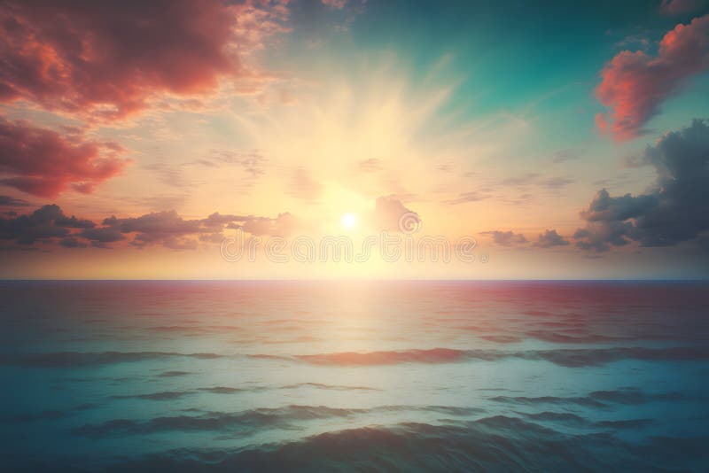 Beautiful Seascape Sunset. Neural Network AI Generated Stock ...