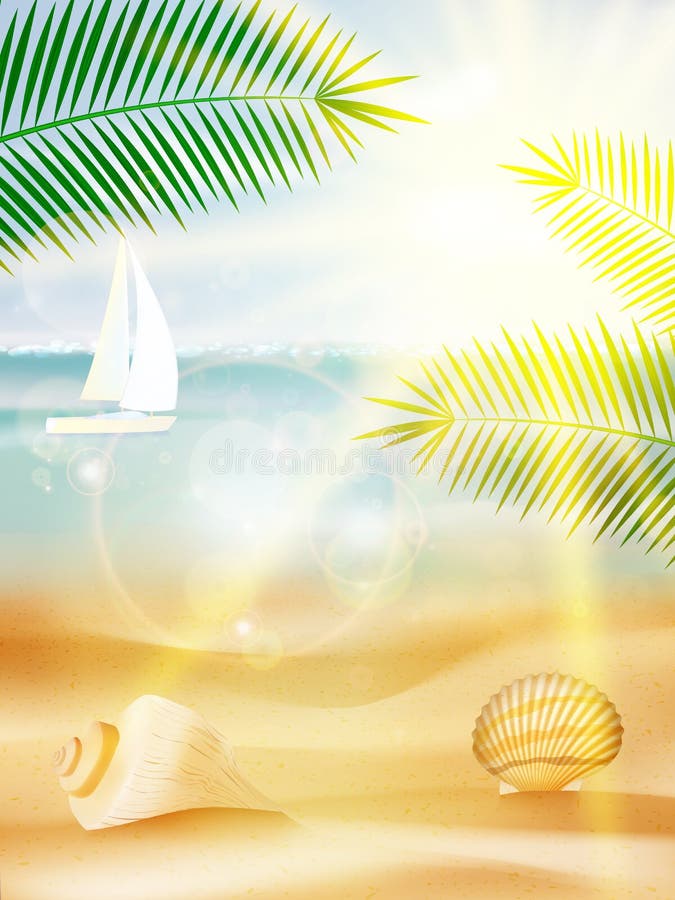 Beautiful Seaside View Poster. Stock Vector - Illustration of resort ...