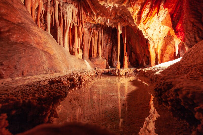 Section of an Underground Cave. Stock Photo - Image of cavern ...