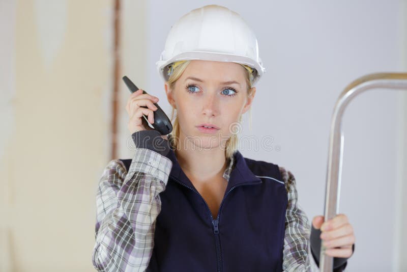 Beautiful Security Guard in Site Stock Image - Image of human, female ...