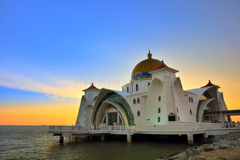 Selat Mosque stock image. Image of faith, graphic, dusk - 30083987