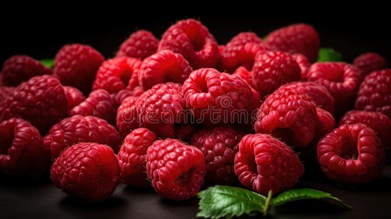 Beautiful Selection of Freshly Picked Ripe Red Raspberries. Generative ...