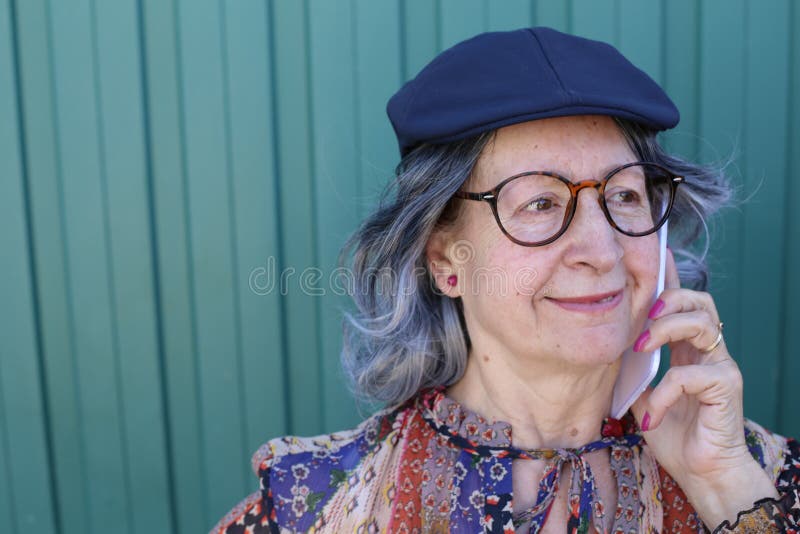 Beautiful Senior Woman Calling by Phone Stock Image - Image of ...