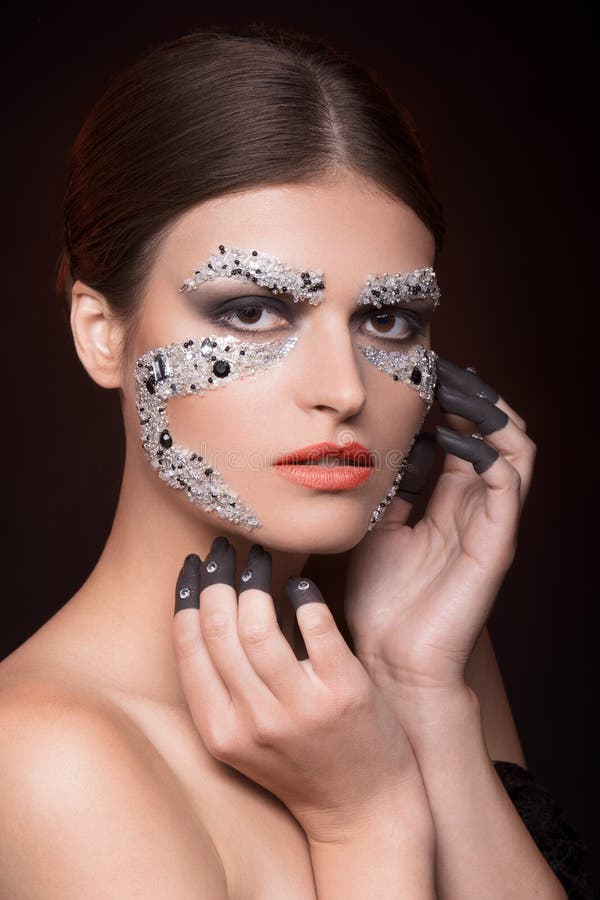 Beautiful Sensual Woman with Face-art Makeup Stock Photo - Image of ...