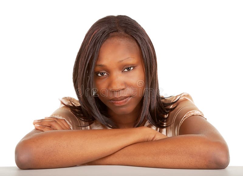 Beautiful and Serious African American Lady Stock Photo - Image of arms ...