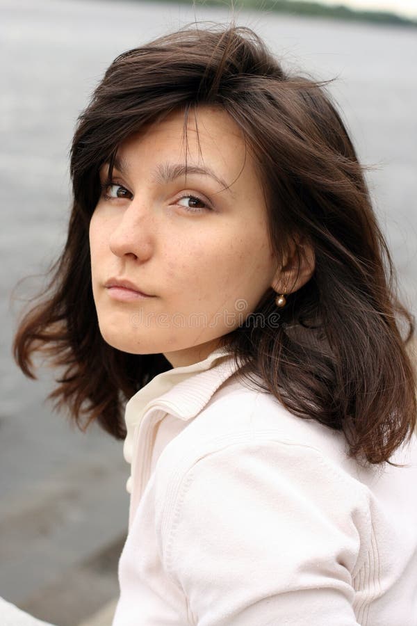 Beautiful serious woman stock photo. Image of attention - 26990028