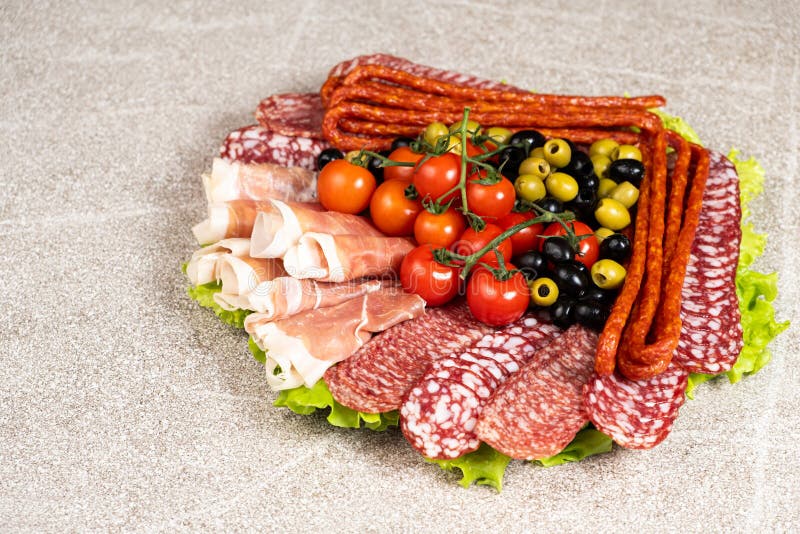 Beautiful Serving of Sausage Sliced Meat Delicacies Stock Image - Image ...