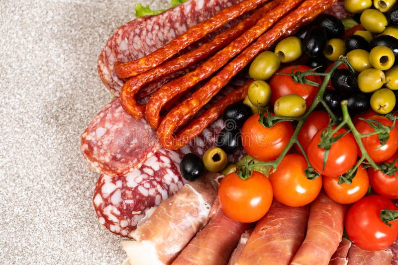 Beautiful Serving of Sausage Sliced Meat Delicacies Stock Image - Image ...