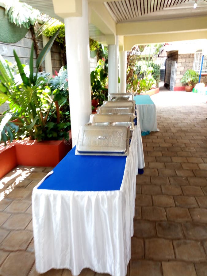 A beautiful serving table stock photo. Image of pavement - 160583506