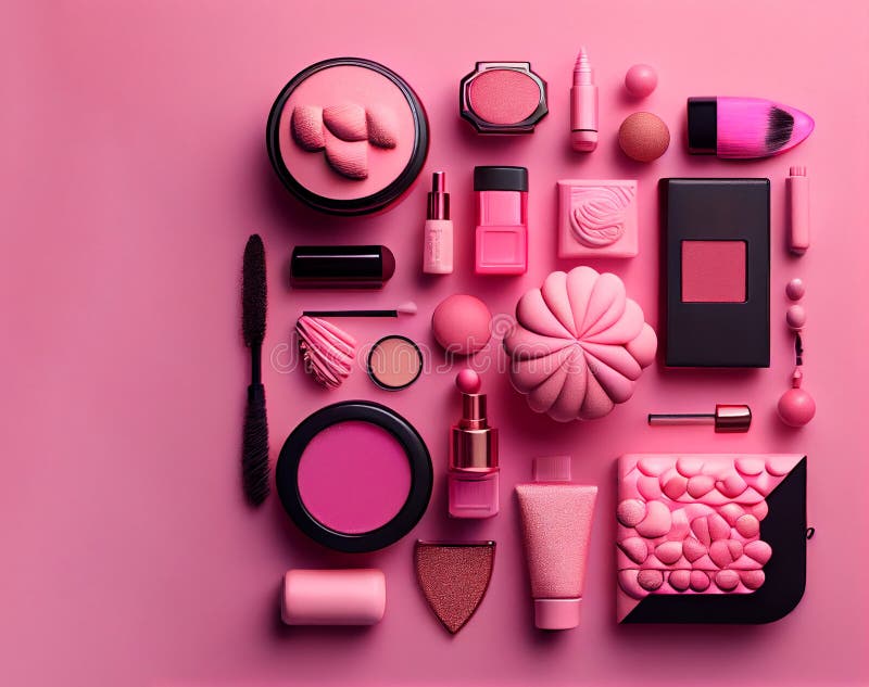 Beautiful set of cosmetics stock illustration. Illustration of card ...