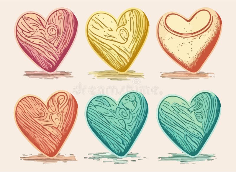 Beautiful Set of Love Hearts Hand Drawn in Sketch Style Stock Vector ...