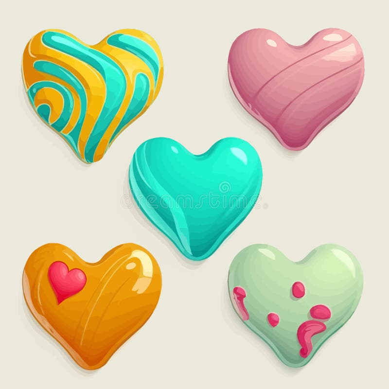 Beautiful Set of Love Hearts in Realistic Style for Valentine Stock ...