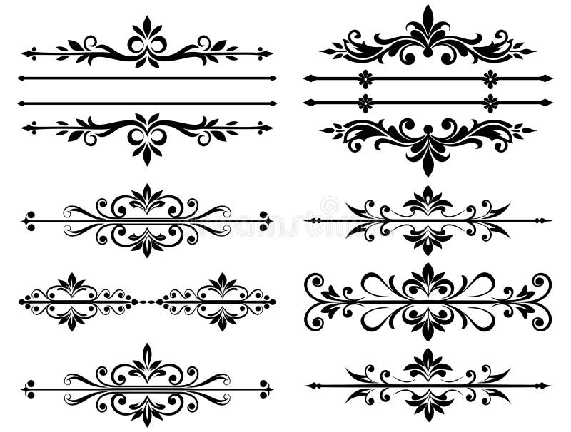 Ornate Vintage Borders Vector Set Stock Vector - Illustration of ...