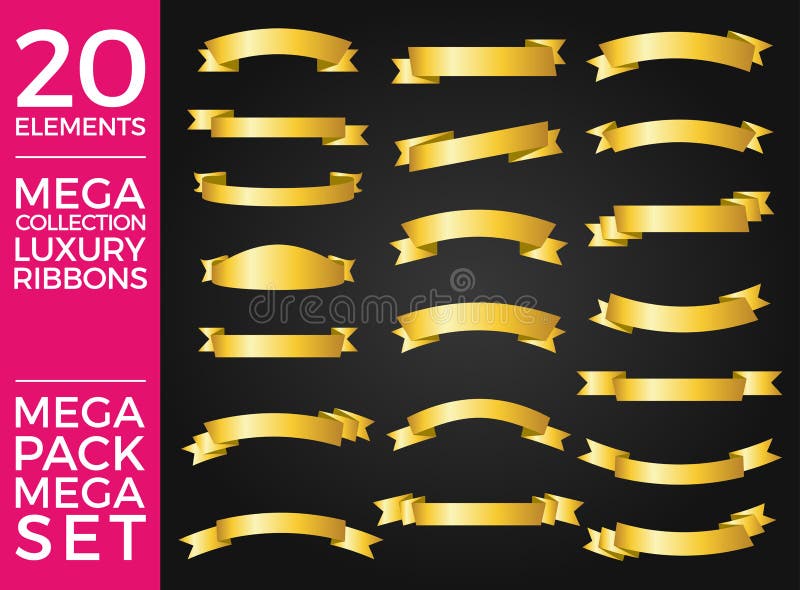 Beautiful Set and Pack Luxury Ribbons and Tags Collection Set Vector ...