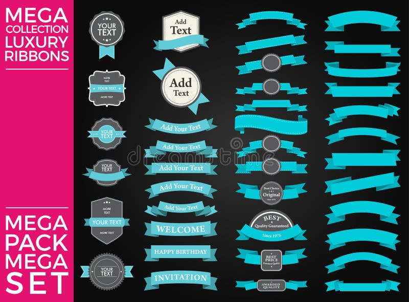 Beautiful Set and Pack Luxury Ribbons and Tags Collection Set Vector ...