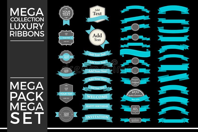 Beautiful Set and Pack Luxury Ribbons and Tags Collection Set Vector ...